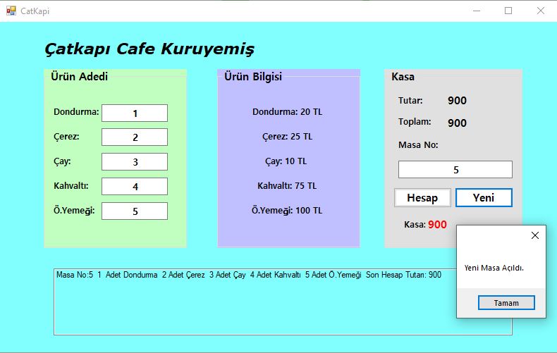 GitHub - sencanalim/Dukkan_Catkapi_Kasa_Takibi: Bu bir işletmenin hesabını yapan programdır